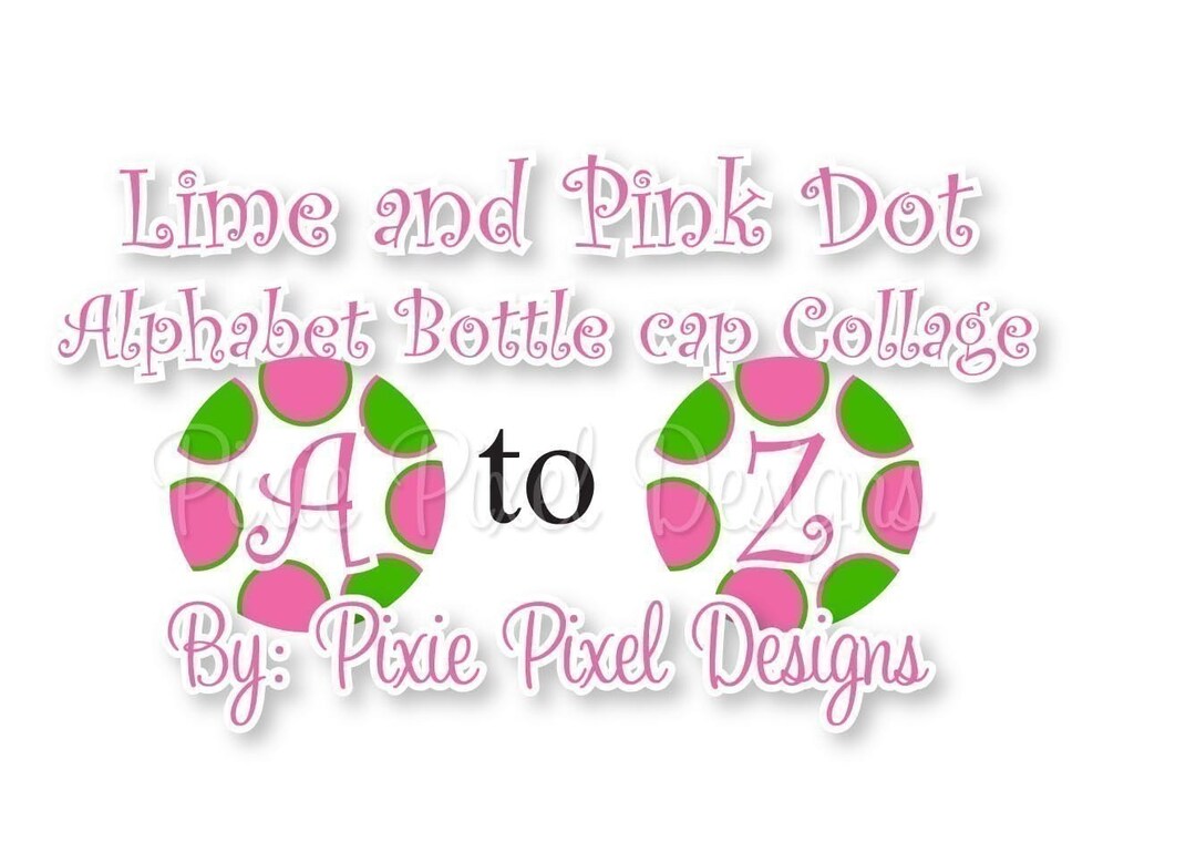 INSTANT DOWNLOAD - Pink and Lime Alphabet Collage 3/4 Inch or 1 Inch ...