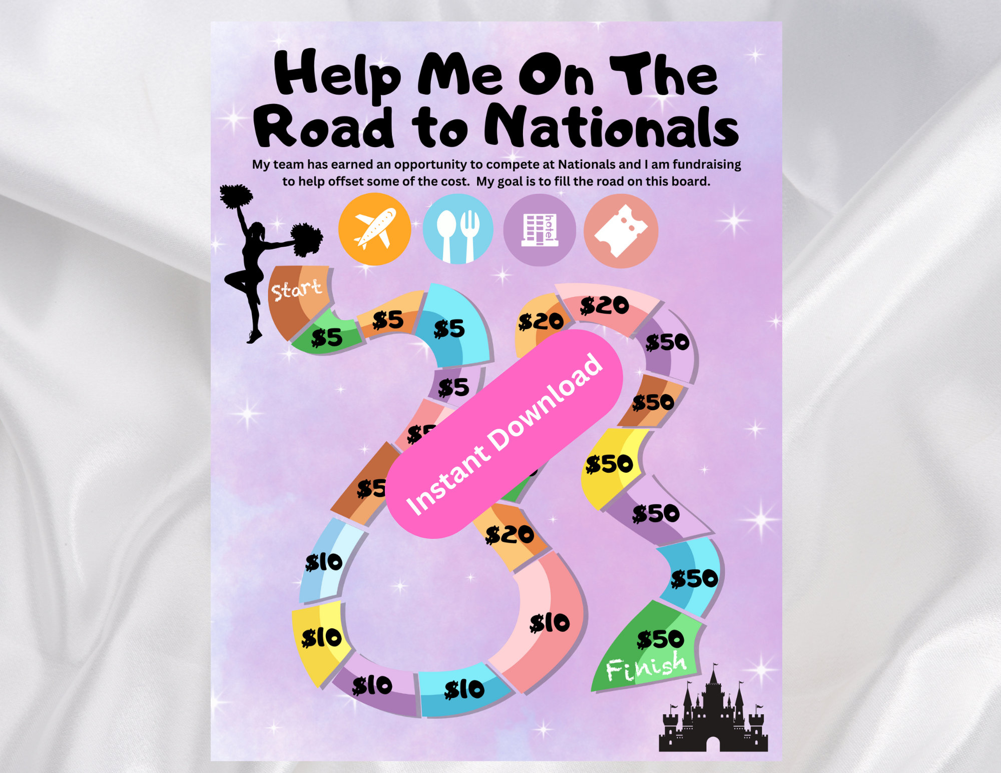 Road to Cheer Nationals Fundraiser Board-editable - Etsy