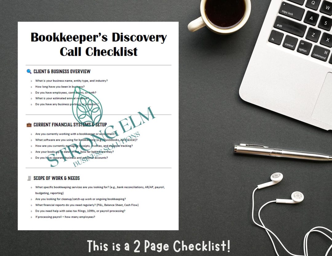 Bookkeeper's Discovery Call Checklist - Etsy