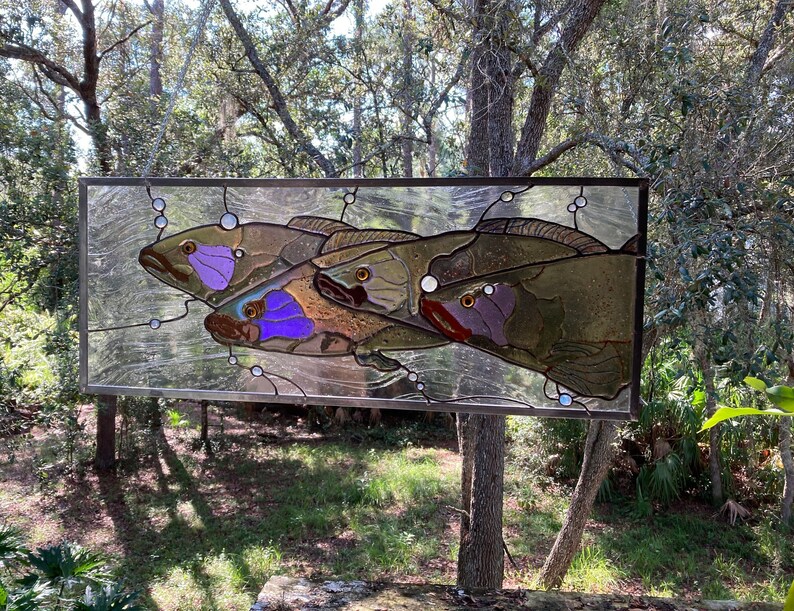 Fish Fused Dichroic + Stained Glass Panel for Beachcore or Ocean Lover ...