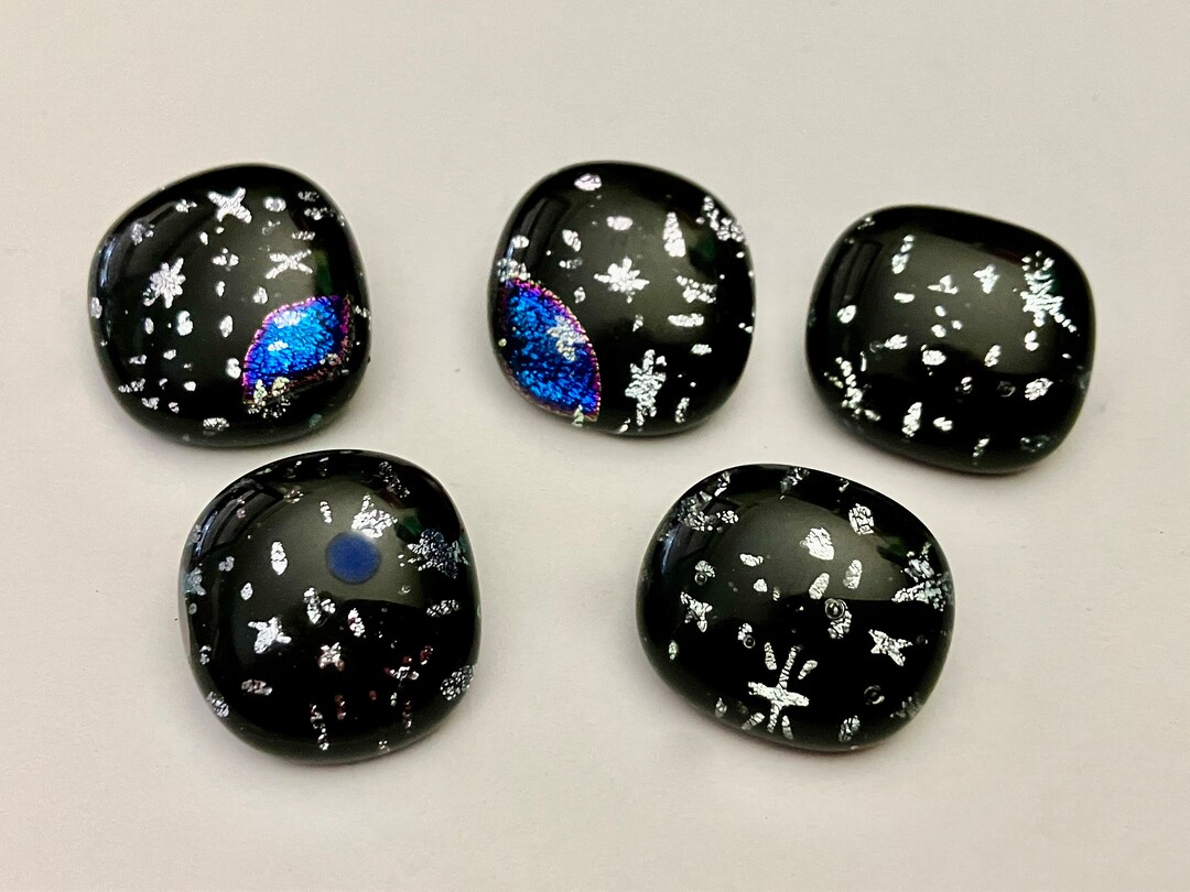 Galaxy Dichroic Fused Glass Buttons, Set of 5 Art Glass 3/4" Buttons ...