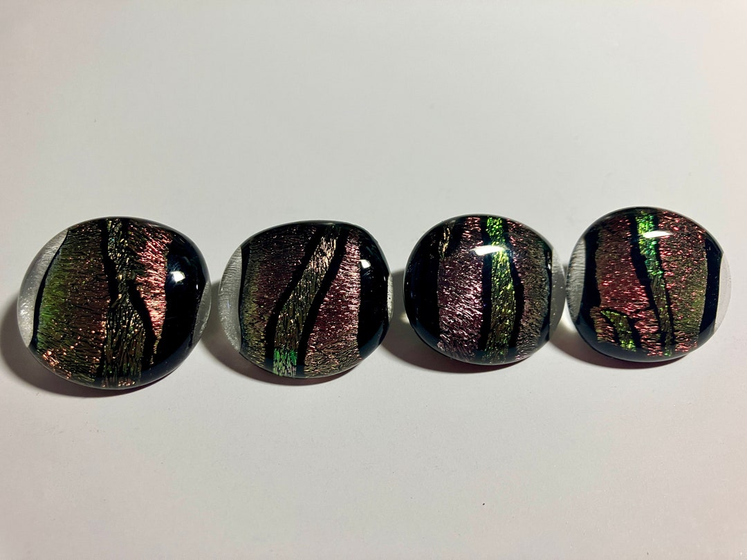 Rusty Copper Dichroic Fused Glass Buttons, Set of 4 Art Glass 1.25 ...
