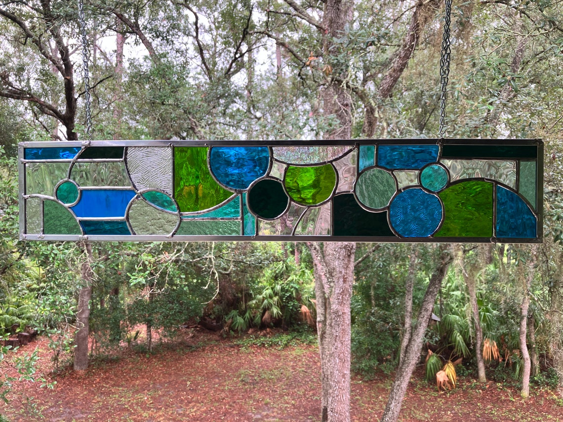 Abstract Custom Stained Glass Panel for Sidelight or Transom - Etsy