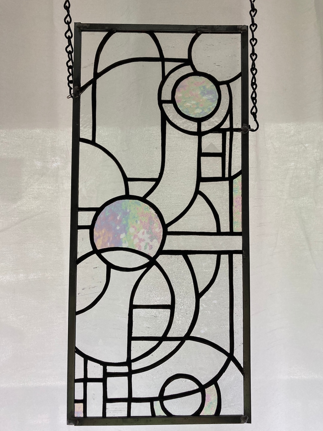 Clear Contemporary Stained Glass Panel, Stain Glass Window, Abstract ...