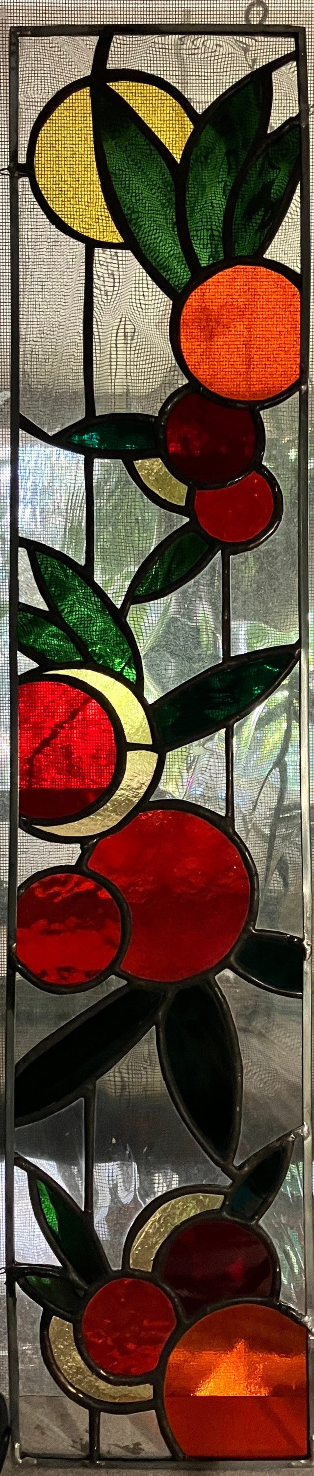 Fire Berries Stained Glass Window Panel, Transom or Sidelight in Hot ...