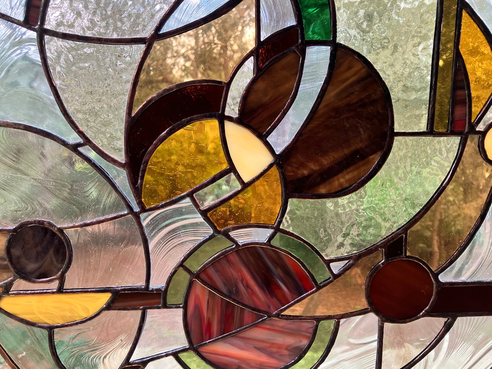 Earth Tone Geometric Abstract Stained Glass Art Window Hanging - Etsy