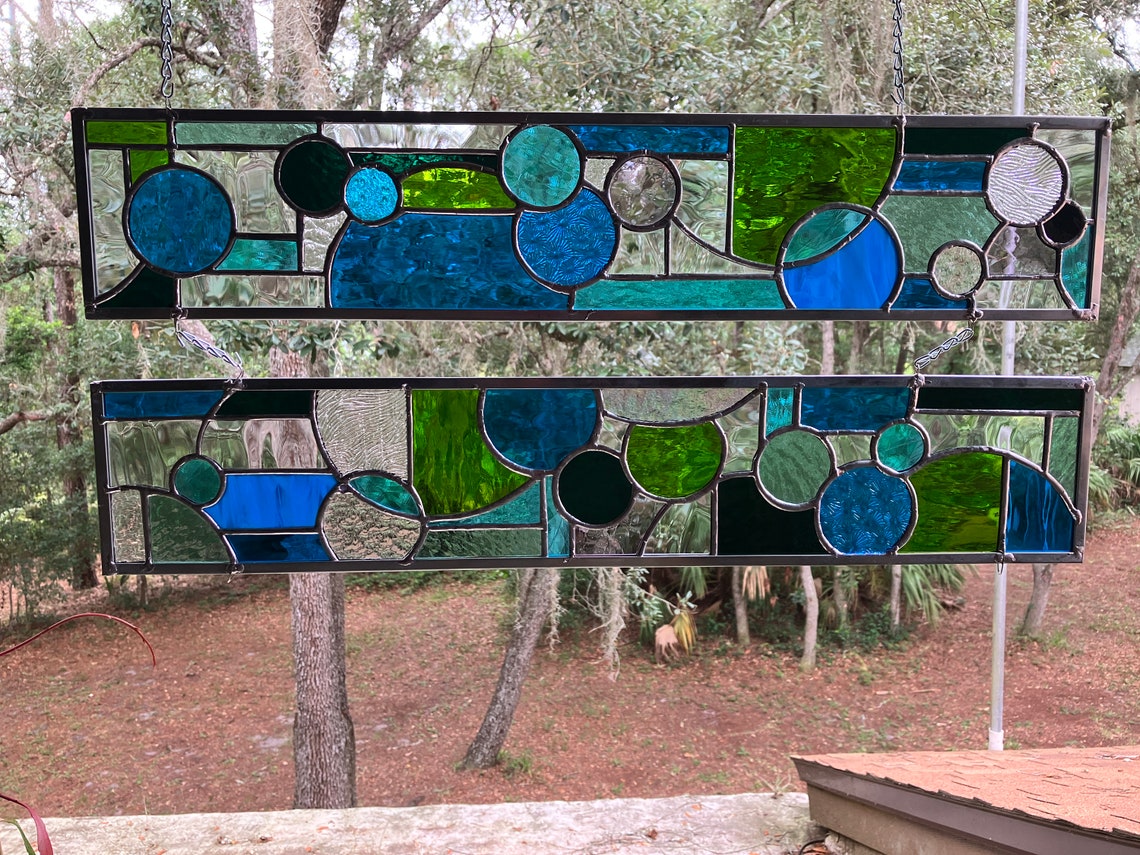 Custom Pair of Stained Glass Windows, Vertical or Horizontal, Long Thin ...