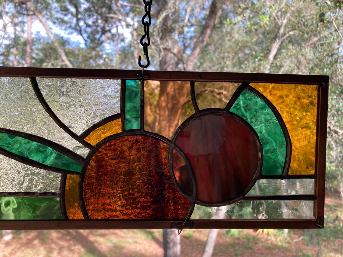 Custom Golden Stained Glass Panel Vertical or Horizontal - Etsy