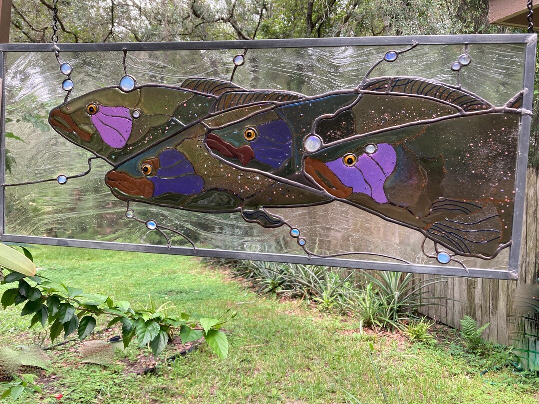 Fish Fused Dichroic + Stained Glass Panel for Beachcore or Ocean Lover ...