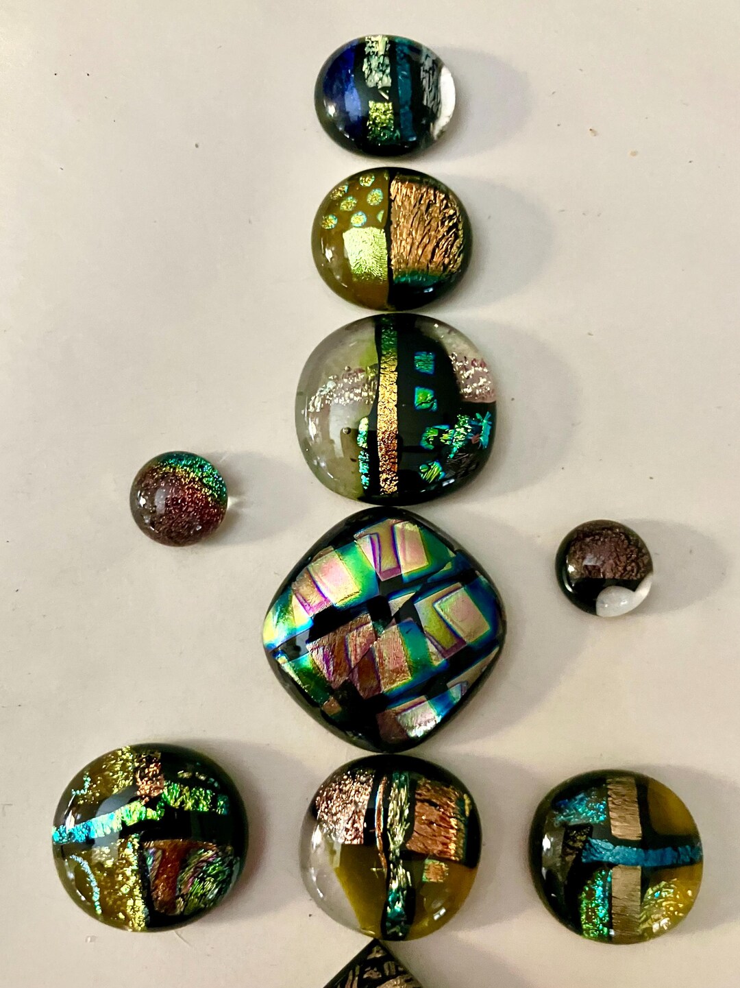 14 Citron Fused Hot Dichroic Glass Cabochons - Cabs .35”-1" 90 Coe - Etsy