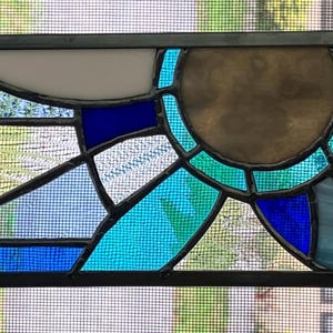 Custom Blues Stained Glass Panel, Vertical or Horizontal, Abstract Art ...