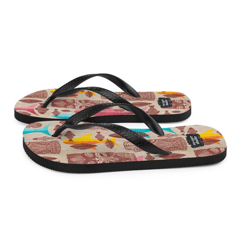 Mid Century Modern Tiki Surf Pattern Flip-flops Ideal for Beach and ...