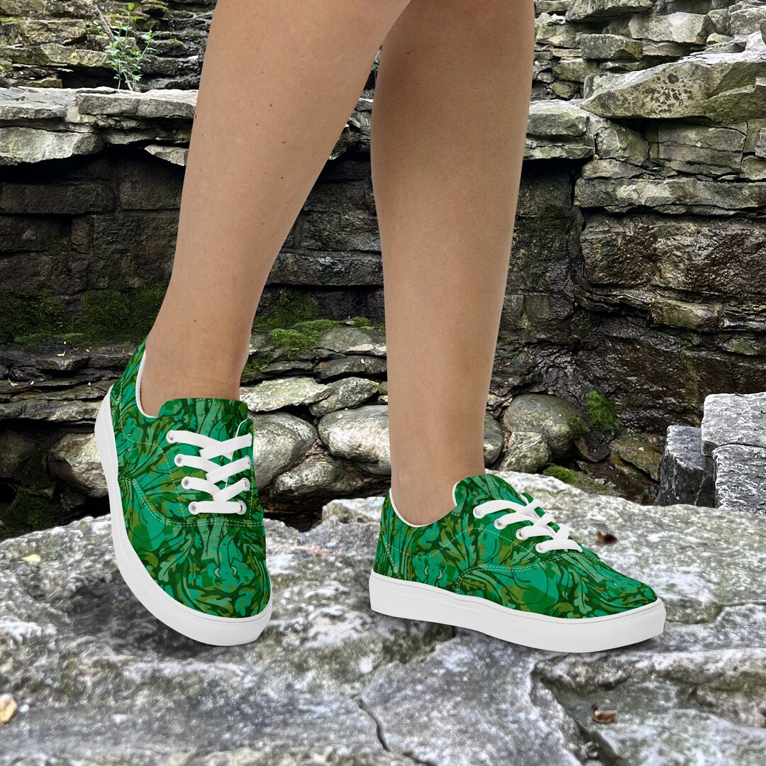 Women's Lace-up Canvas Sneakers - Safari Elephant Camouflage Jungle ...