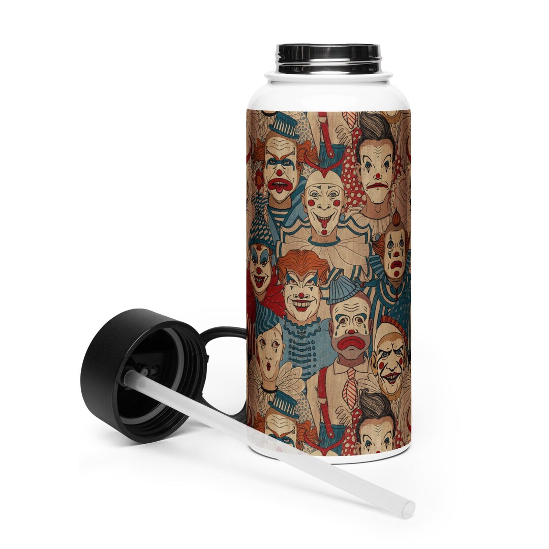 Creepy Circus Clowns Stainless Steel Water Bottle With Straw - Etsy