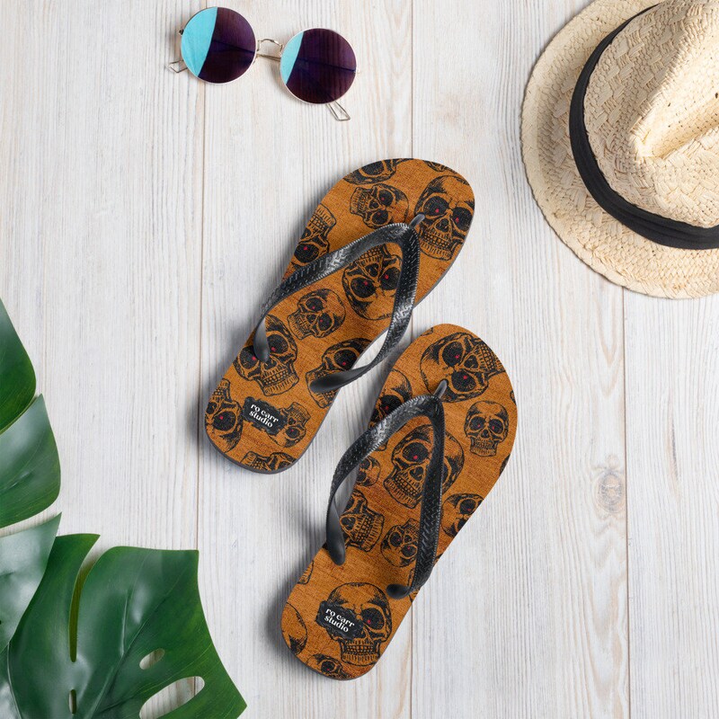 Skull Flip Flops - Etsy