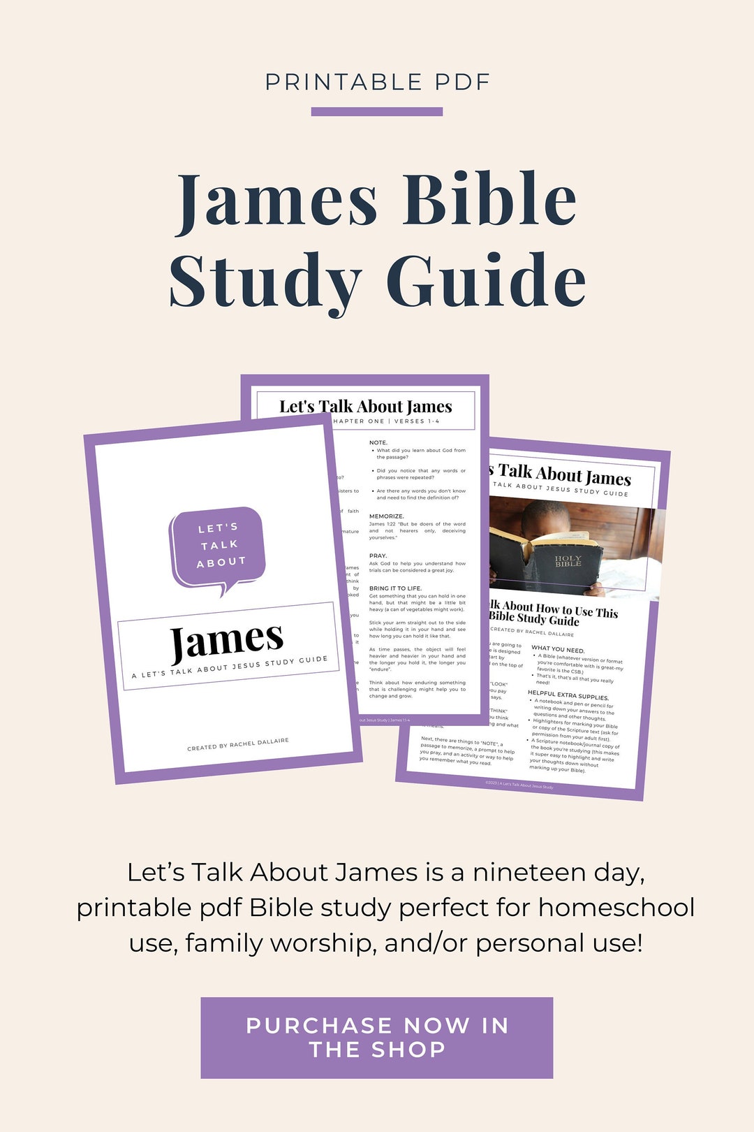 Bible Unit Study Guide James Bible Study Guide for Children, Families ...