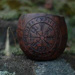 Vegvisir Handmade Clay Cup Nordic Style Large Cup Viking Tumbler With ...