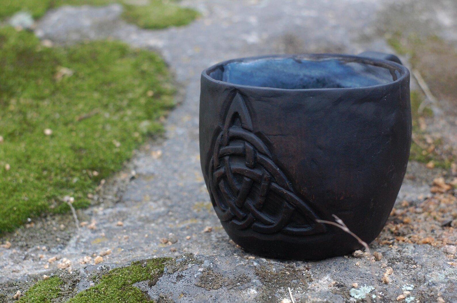 Triquetra Handmade Clay Cup With a Handle Cup Large Cup Latte Cup ...