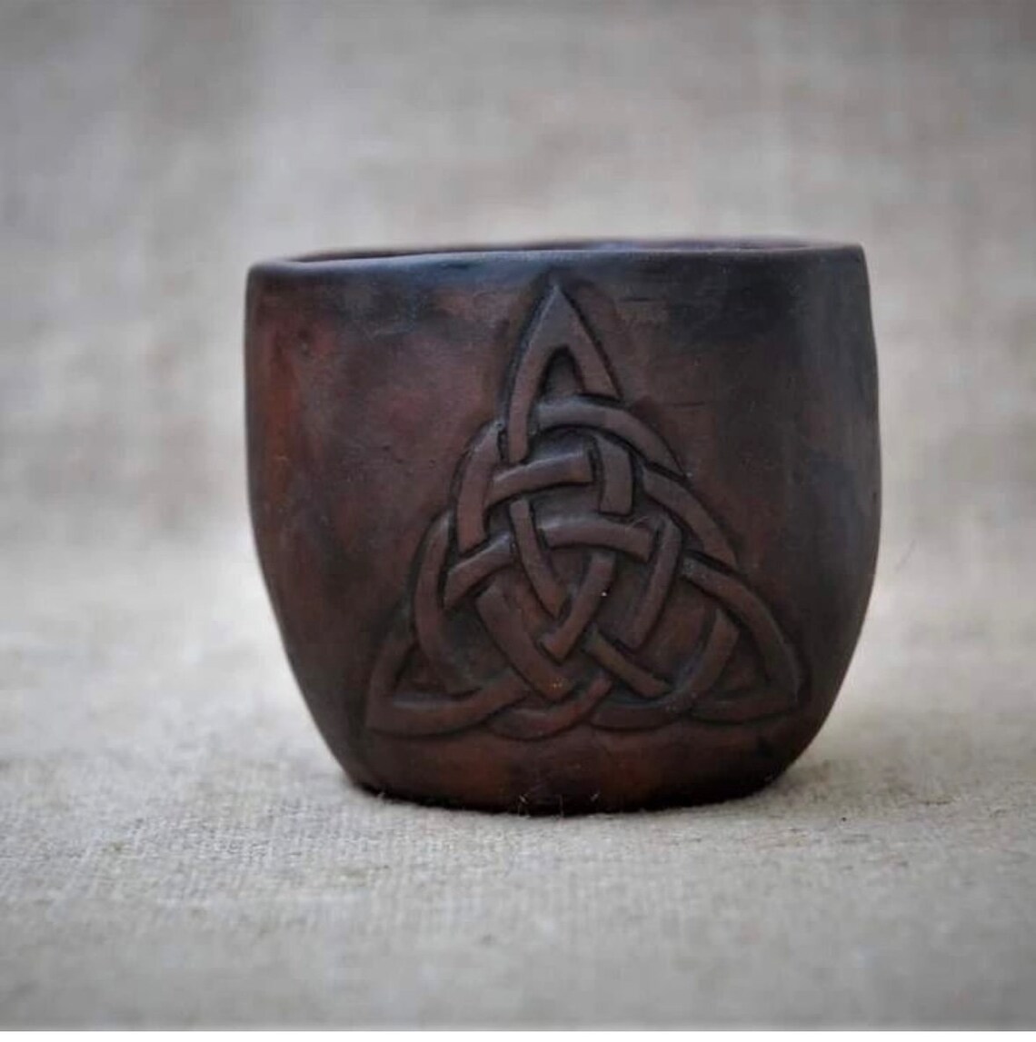 Triquetra Handmade Clay Cup With a Handle Cup Large Cup Latte Cup ...