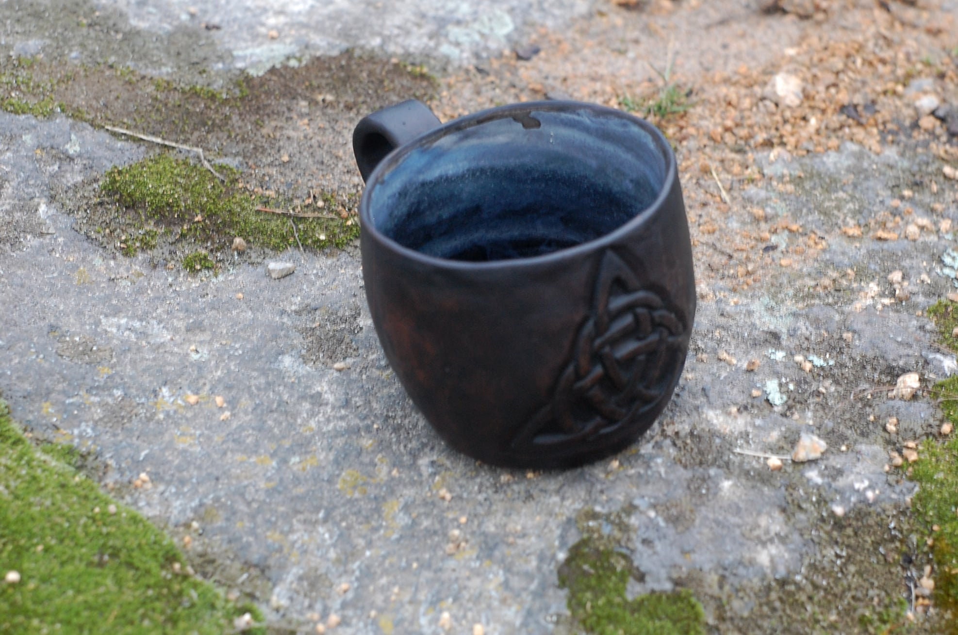 Triquetra Handmade Clay Cup With a Handle Cup Large Cup Latte Cup ...