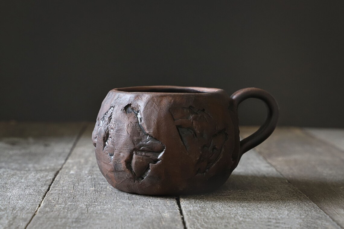 Minimalist Style Dishware of an Imperfect Shape Handmade Clay Cup With ...