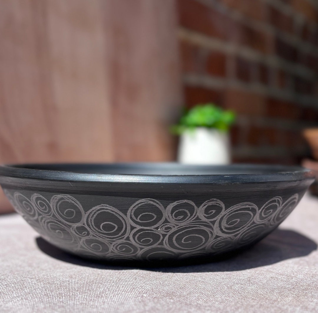 Large Black Ceramic Bowl Mixing Bowls Salad Bowl Clay Kitchenware Fruit ...