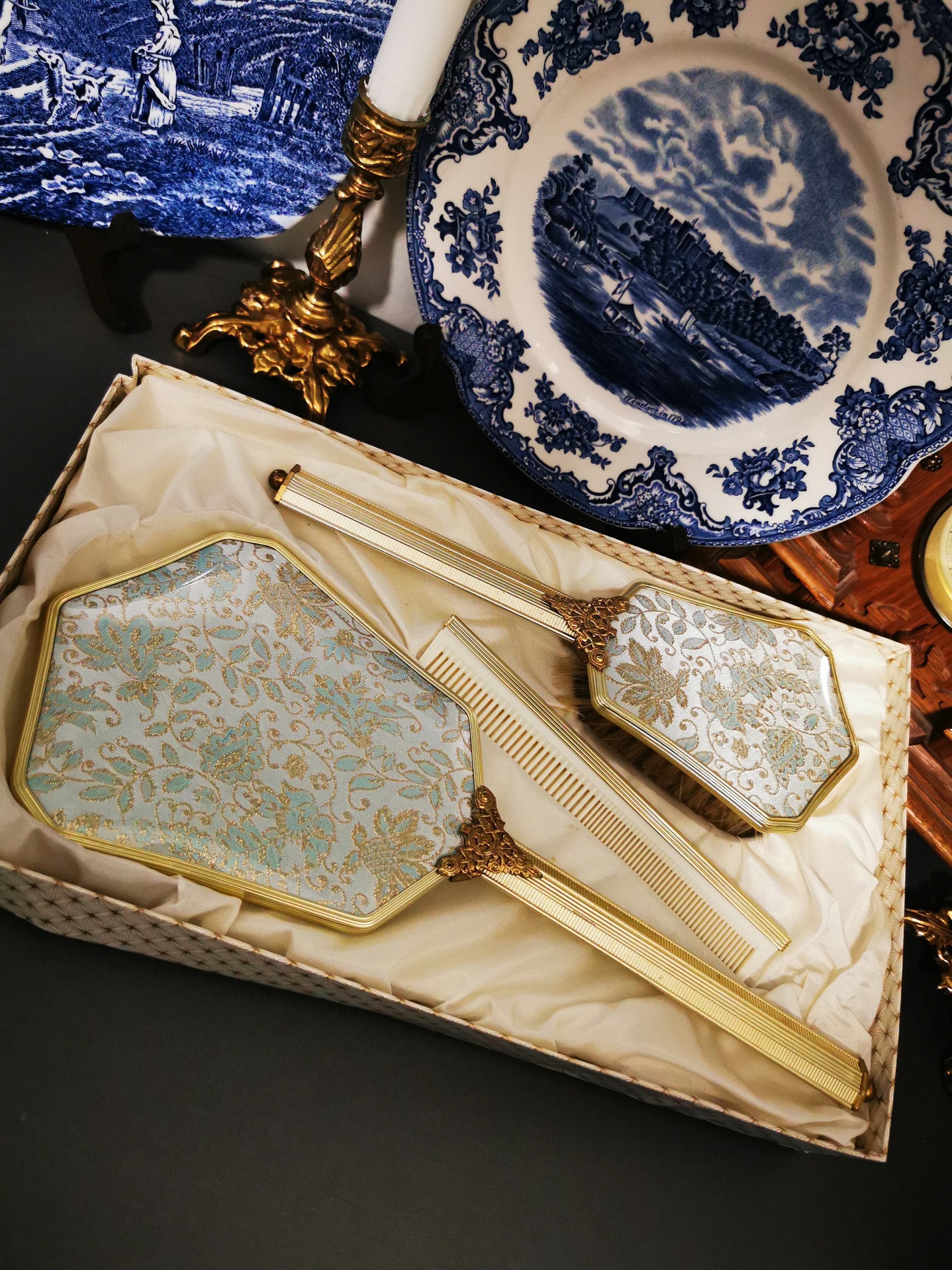 Beautiful Vintage 3-piece Vanity Dressing Table Set - Etsy