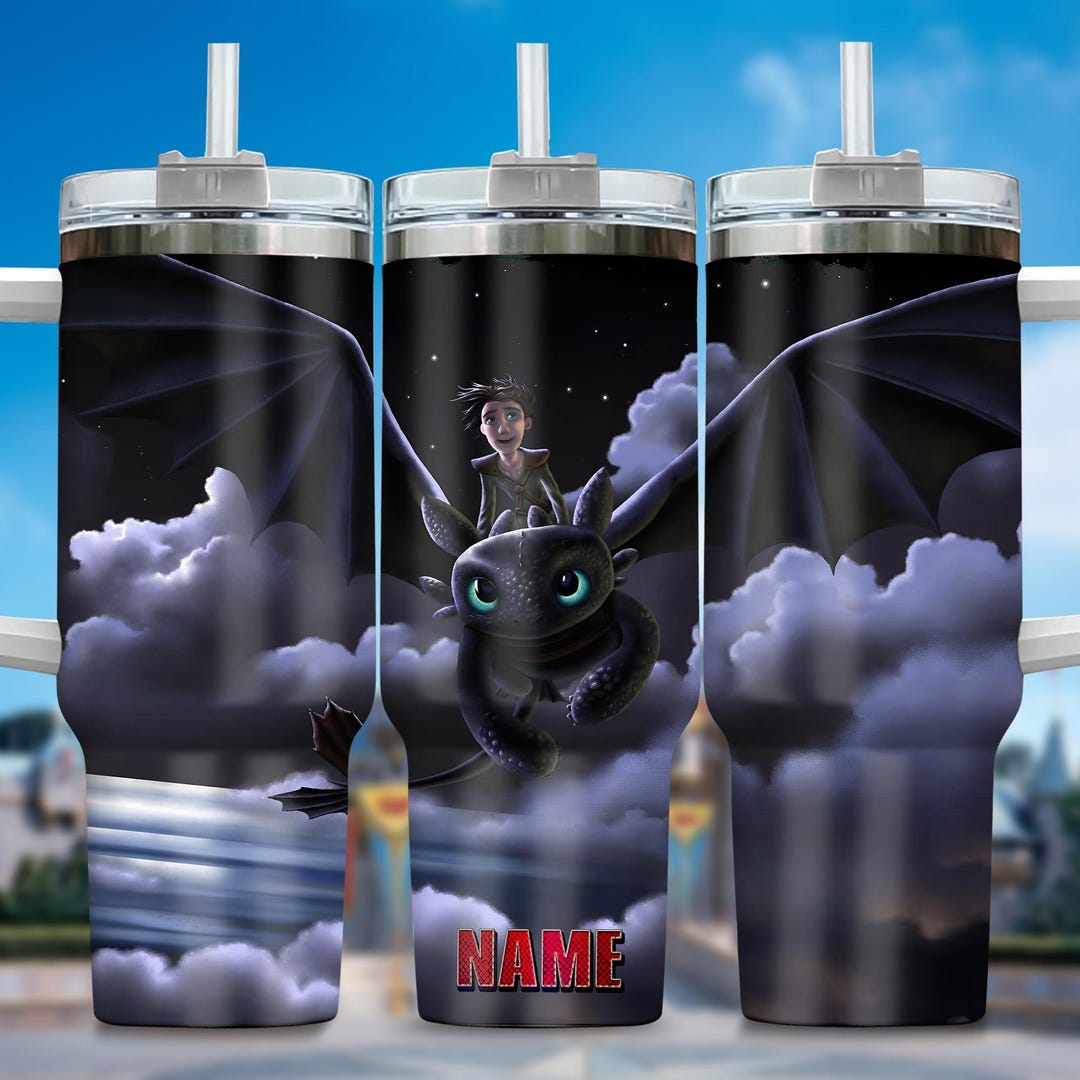 How to Train Your Dragon 40oz Tumbler, Printed Stanley Cup, Night Fury ...