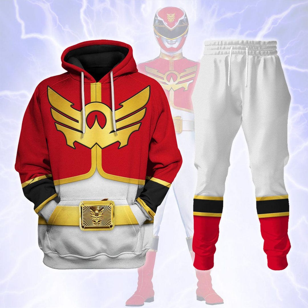 Red Super Pirate Ranger Cosplay Hoodie and Jogger Set Full Print Hero ...