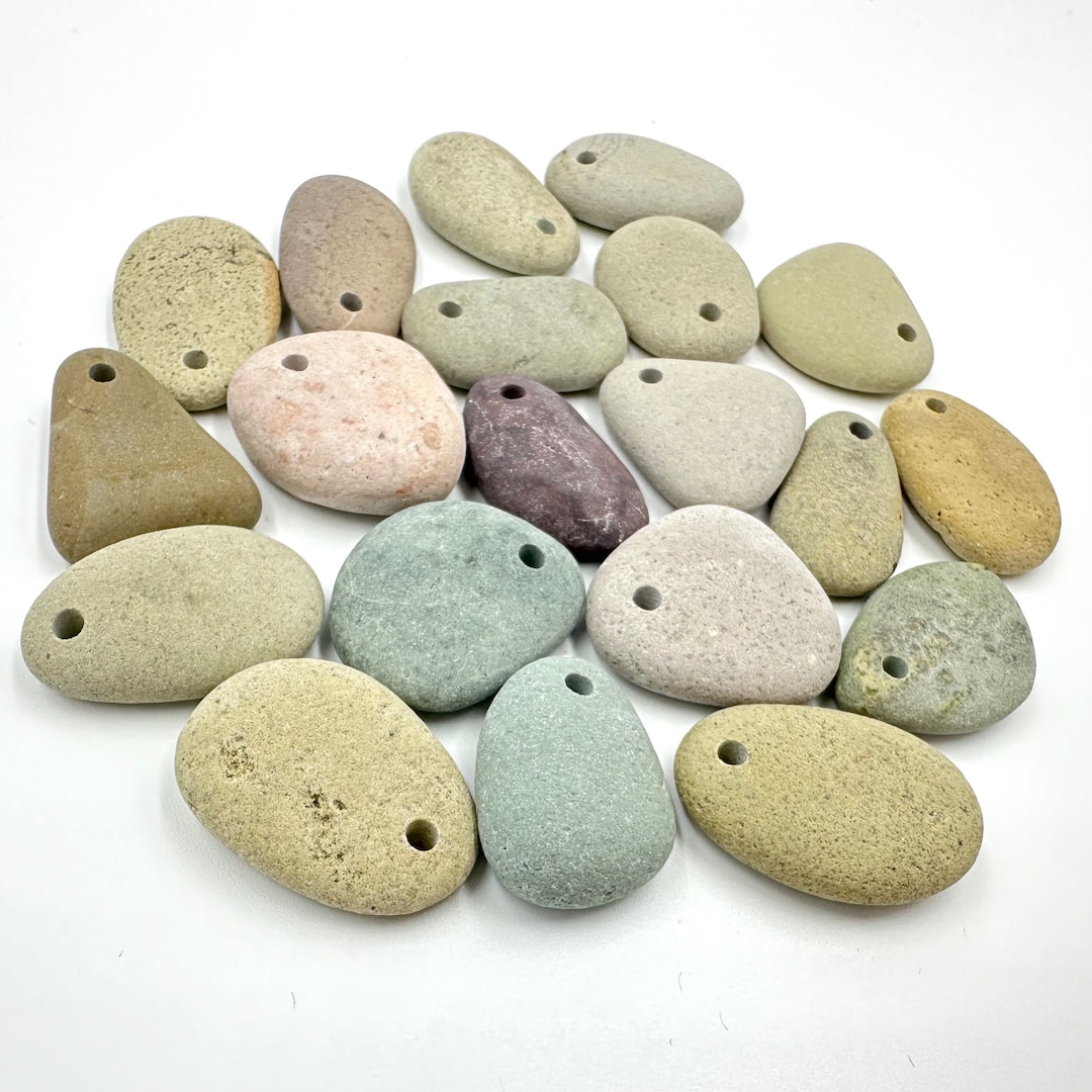 Drilled Stone Beads Pebble Beads Natural Stone Beads Alaska River ...