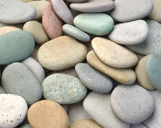 40 Stones 1.5 2 Smooth Flat Roundoval Beach - Etsy