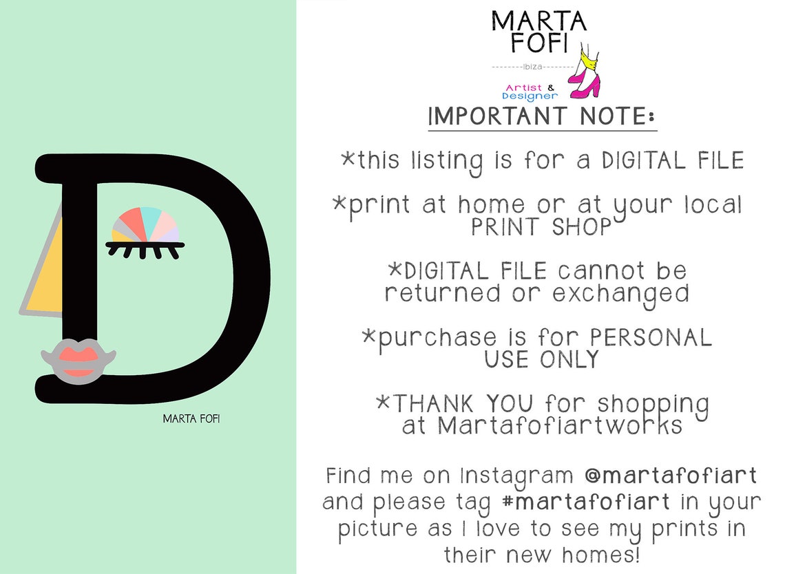 Alphabet Letter d Printable Letter Art Poster - Etsy