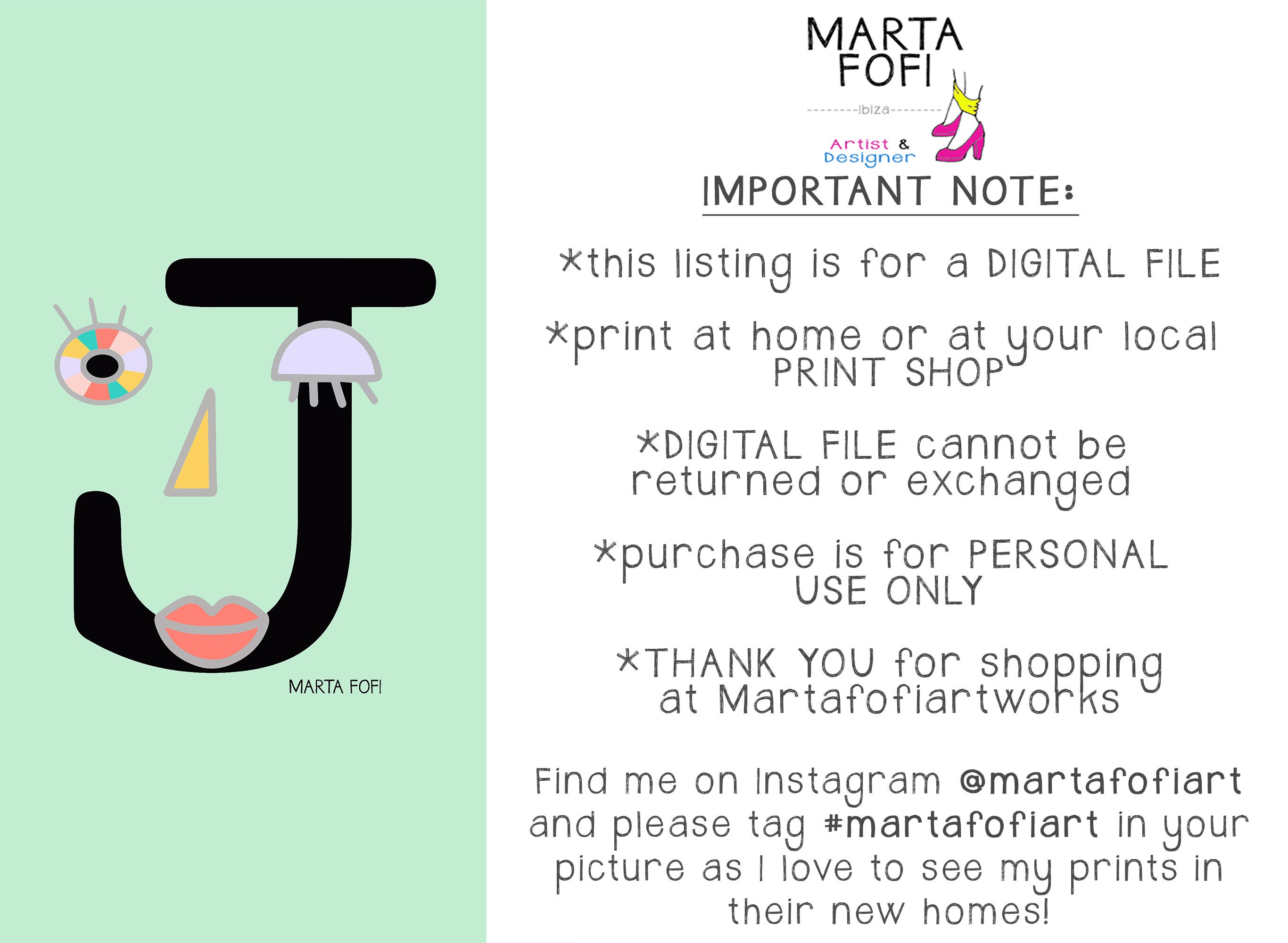 Alphabet Letter j Printable Letter Art Poster - Etsy