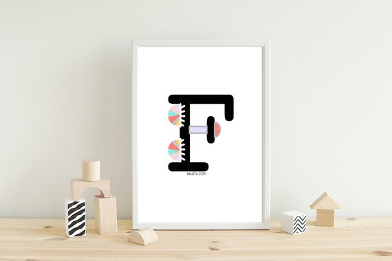 Alphabet Letter F Printable Letter Art Poster | Etsy