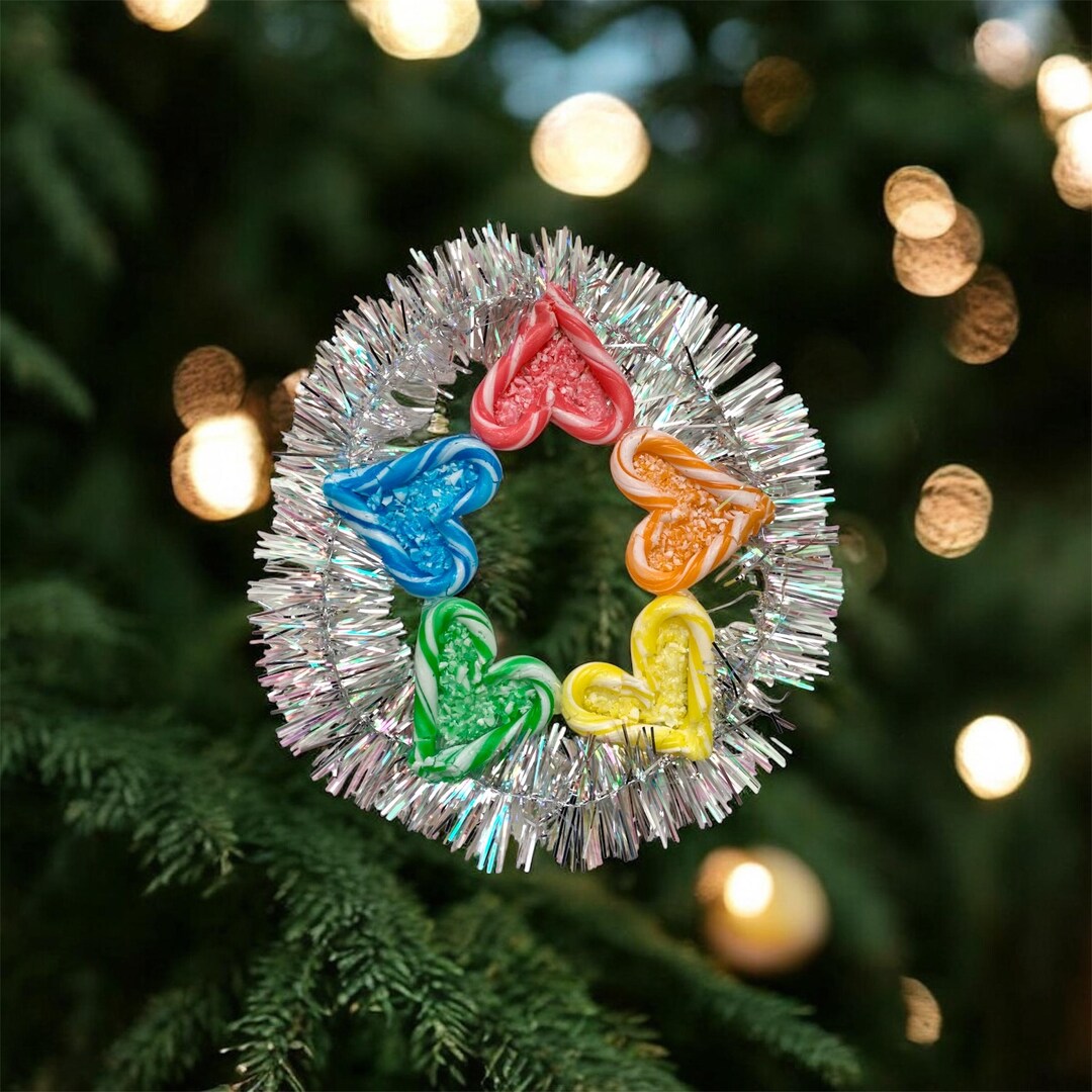 Candy Cane Star Heart Pride Wreath Ornament - Etsy