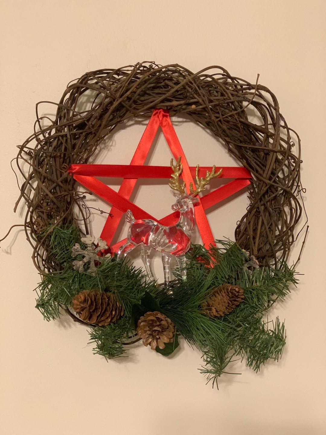 Pagan Yule Pentacle Deer Star Pine Holiday Wreath - Etsy