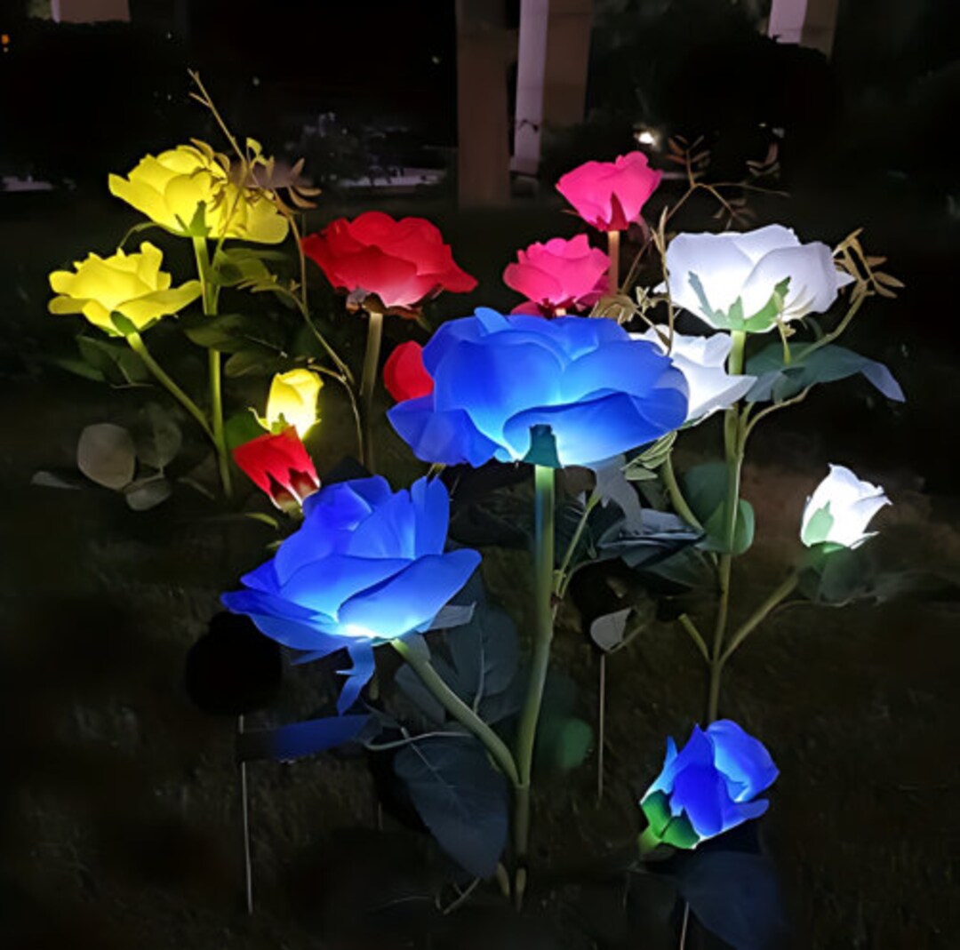 3-head Rose Flower Solar Stake Light: Stunning Outdoor Decor for Your ...