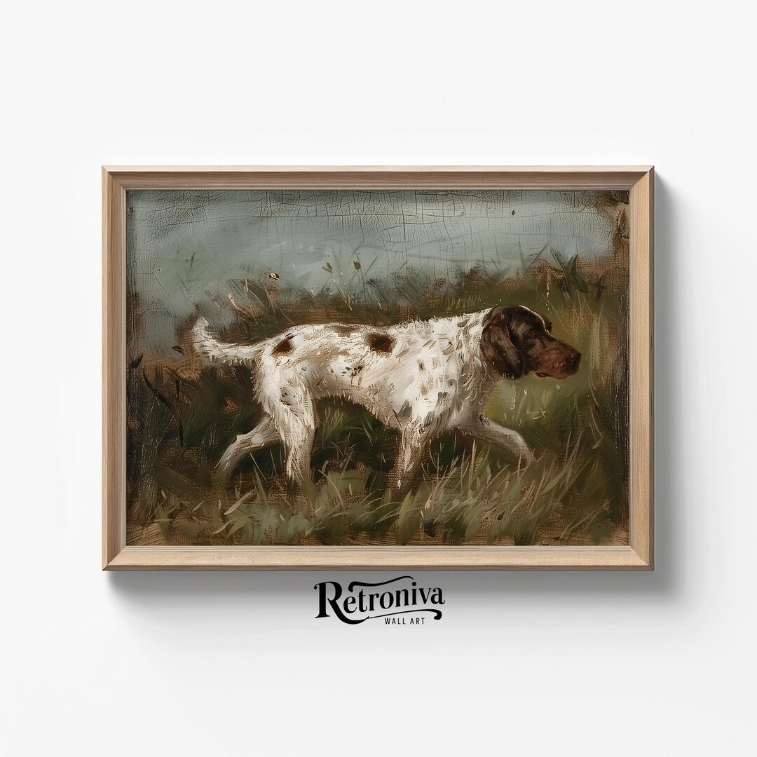 English Springer Spaniel Antique Hunting Dog Painting | Pointer Dog Art ...