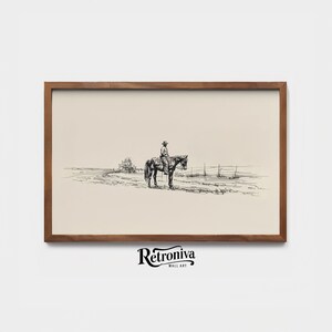 Lone Cowboy on Horse Digital Western Wall Art | Southwestern Art ...