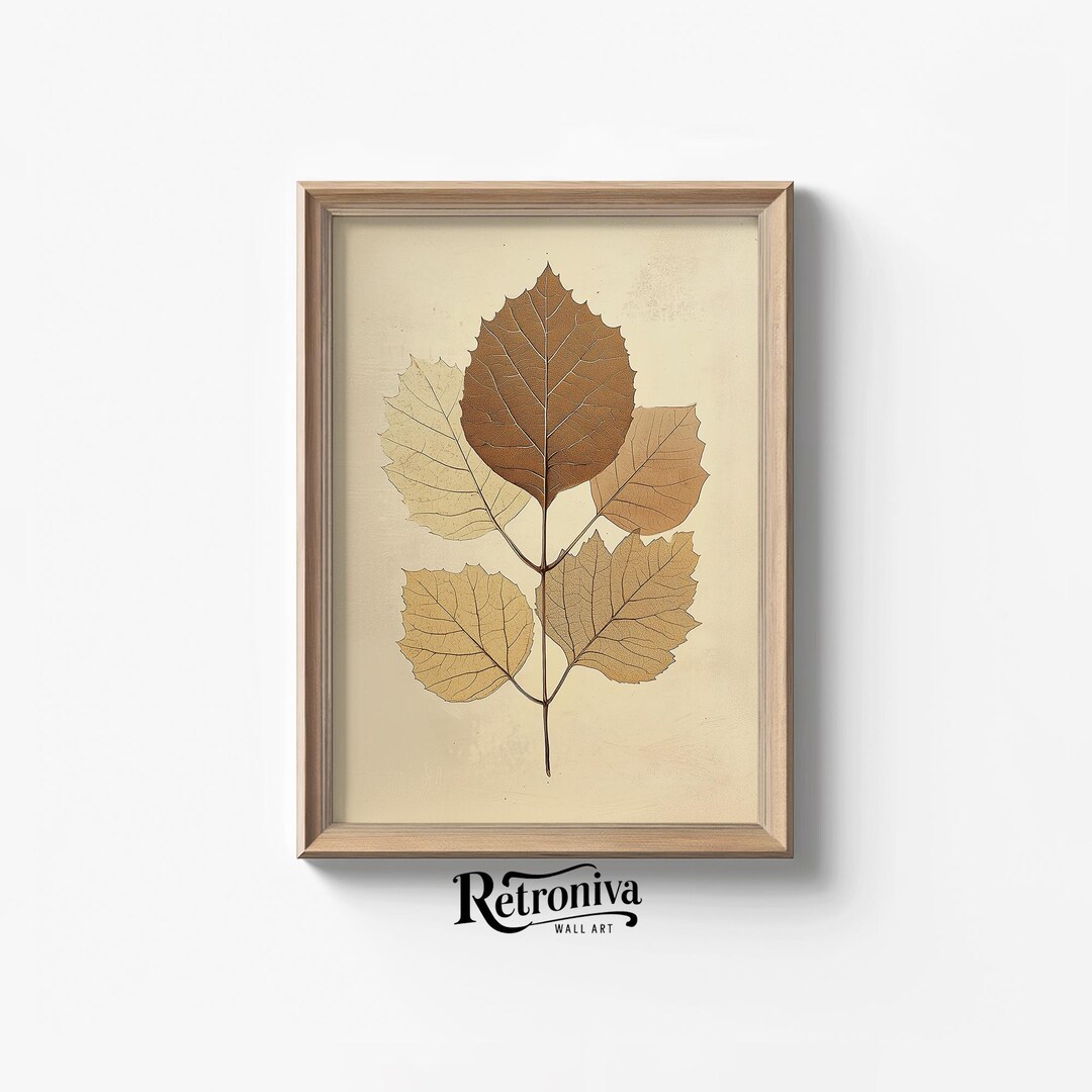 Pale Leaves Vintage Botanical Fall Art Print | Antique Botanical ...