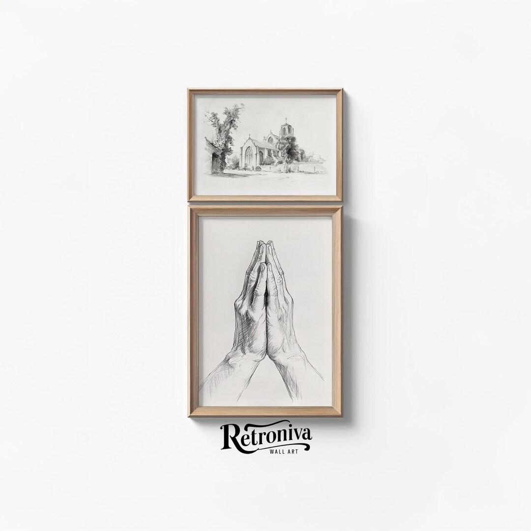 Minimalist Religious Gallery Set | Neutral Church Vintage Sketch Art ...