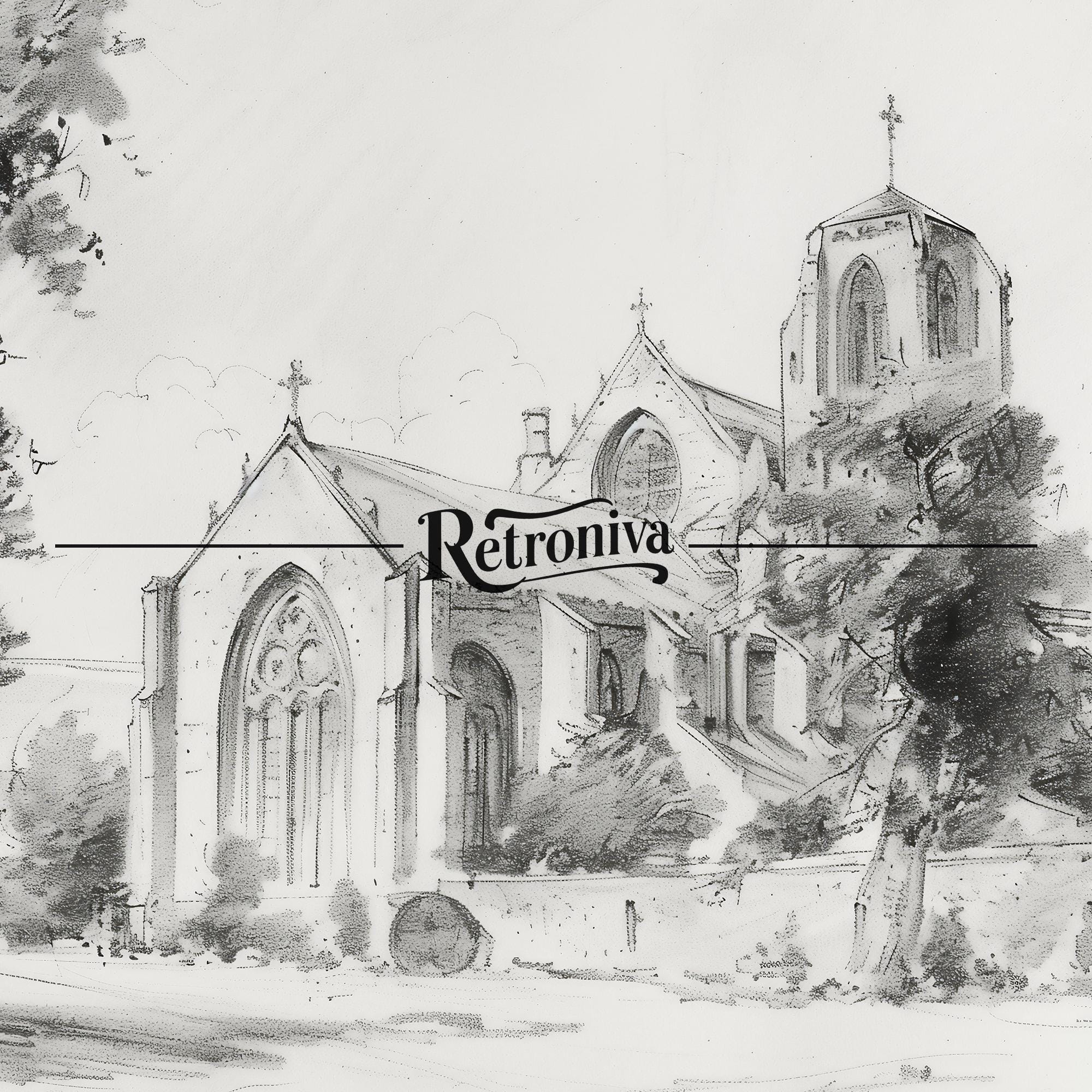 Minimalist Religious Gallery Set | Neutral Church Vintage Sketch Art ...