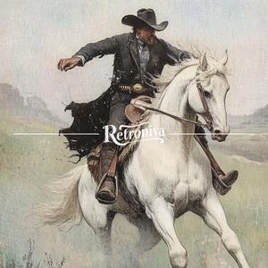 Cowbow Riding a Grumpy Horse Antique Western Wall Art Pair | Set of 2 ...