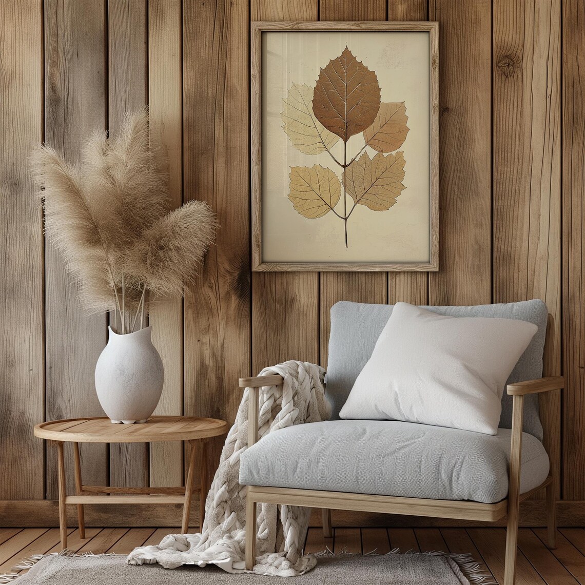 Pale Leaves Vintage Botanical Fall Art Print | Antique Botanical ...