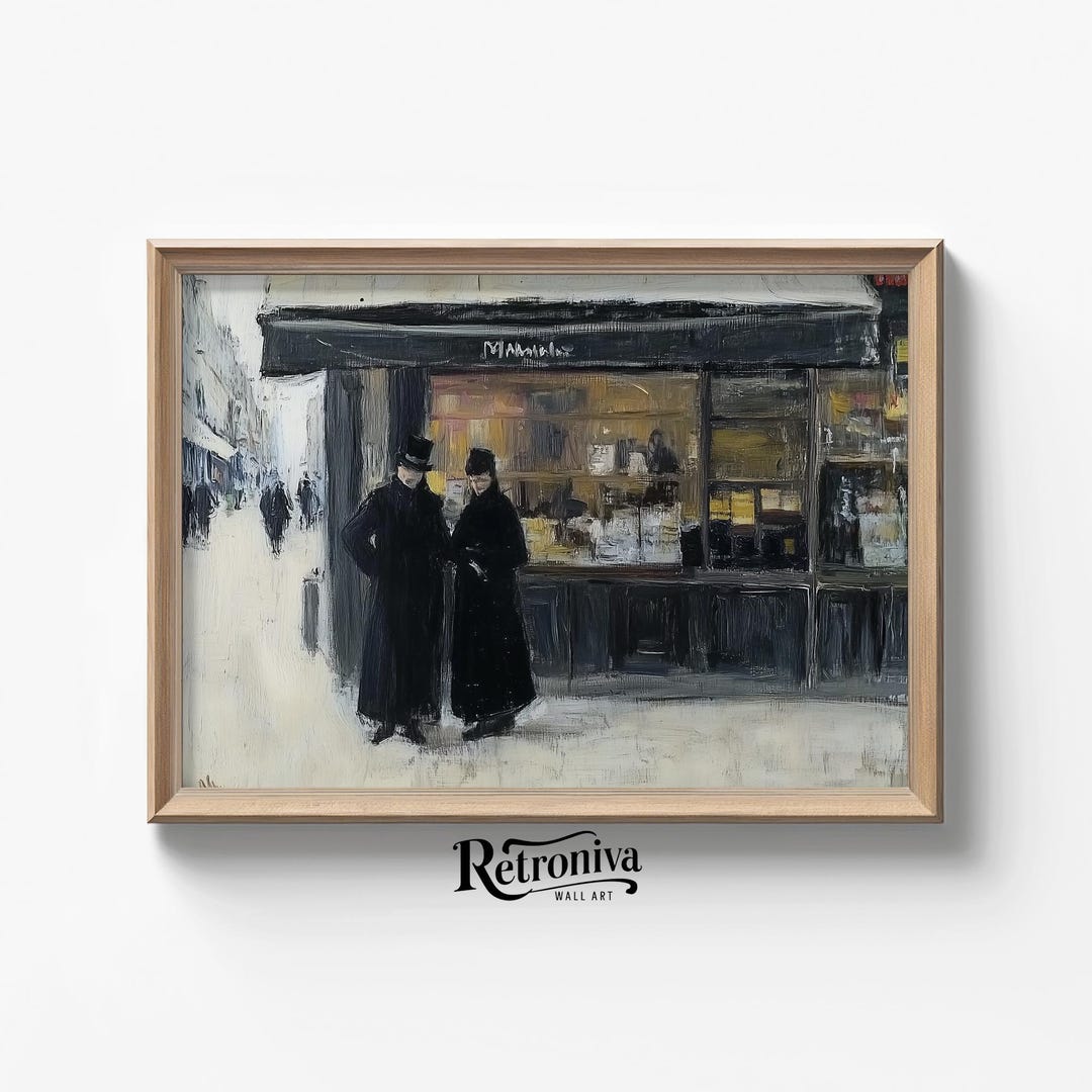 Victorian Couple in Storefront Vintage Couple Painting | Retro Couple ...