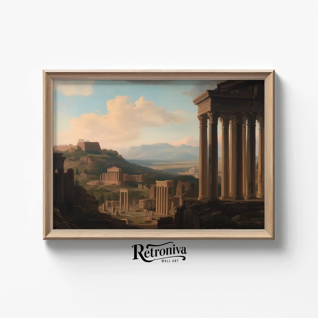 Ancient Greek Cityscape Vintage Architecture Painting | Ancient City ...
