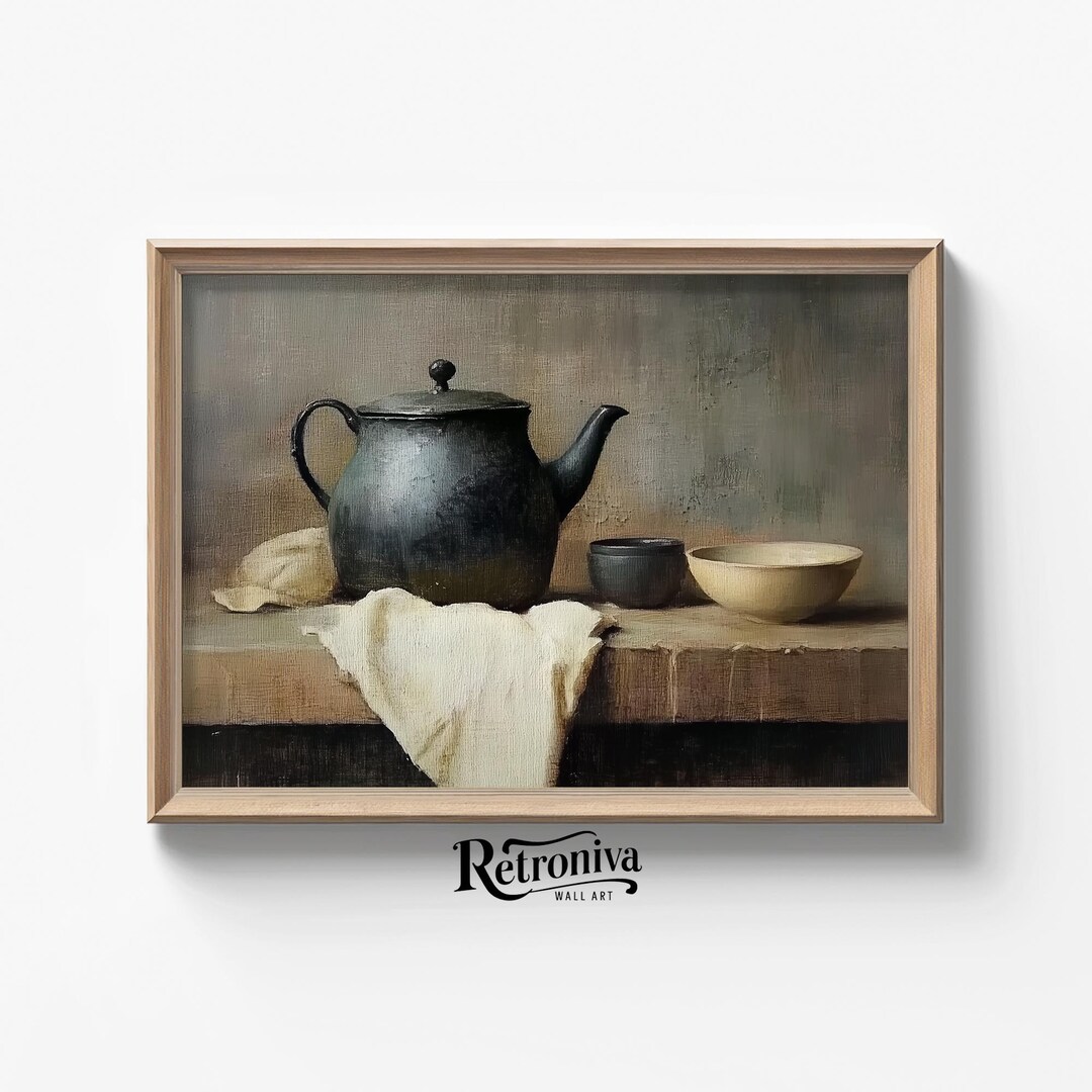 Rustic Farmhouse Still Life Painting Vintage Moody Wall Art | Country ...