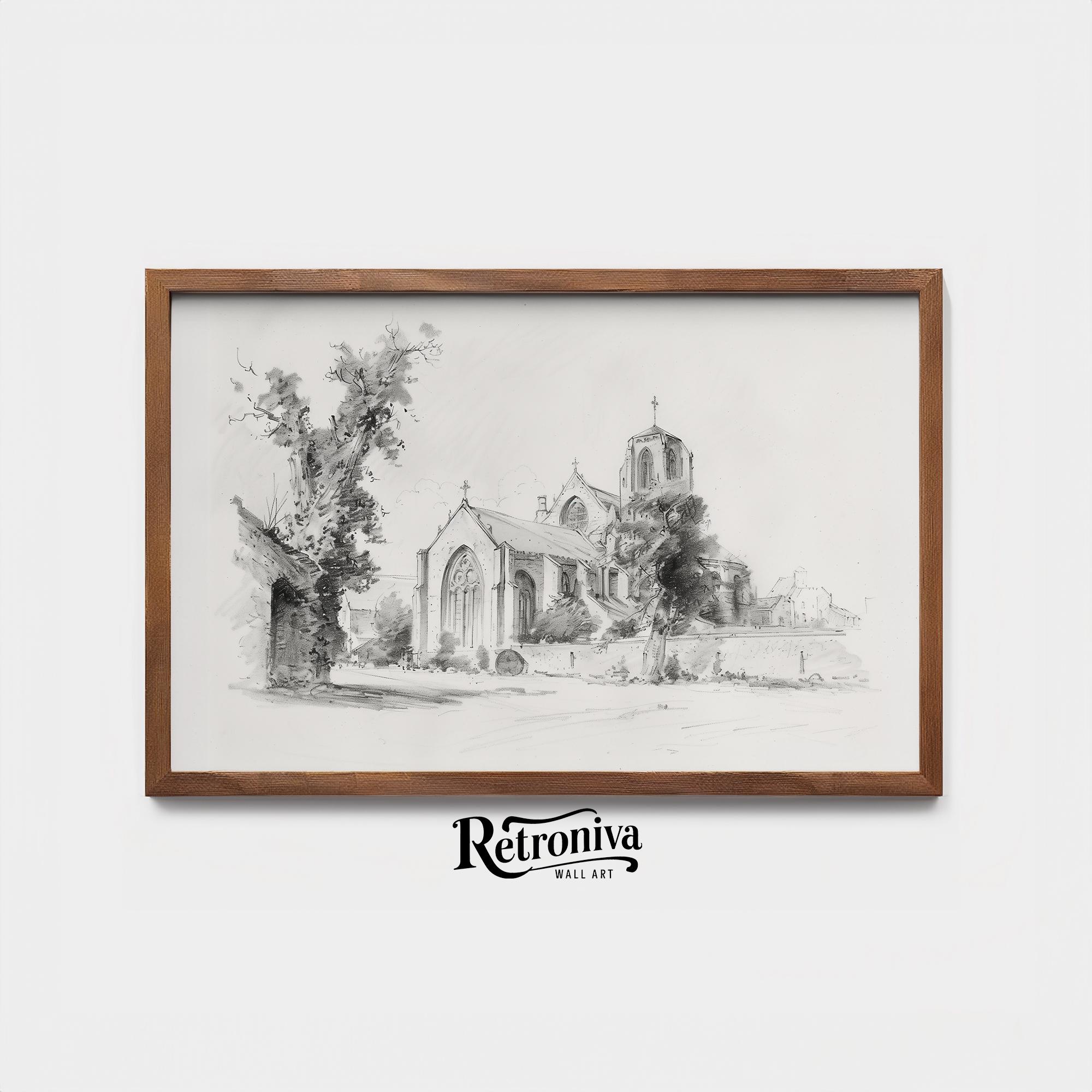 Minimalist Religious Gallery Set | Neutral Church Vintage Sketch Art ...
