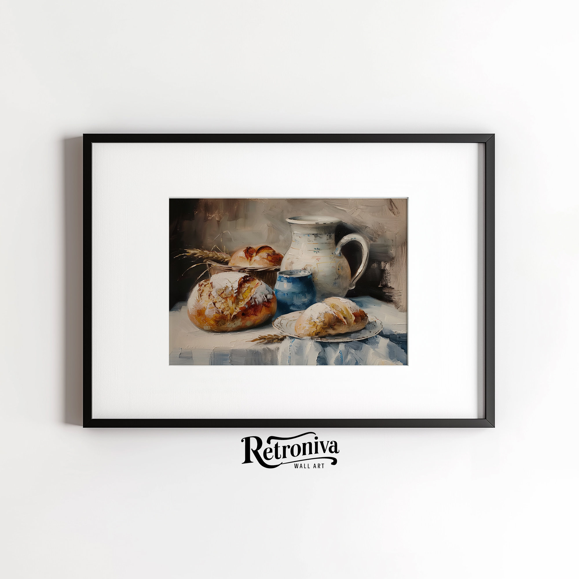 Vintage Bread and Milk Still Life Country Kitchen Wall Art | Sourdough ...