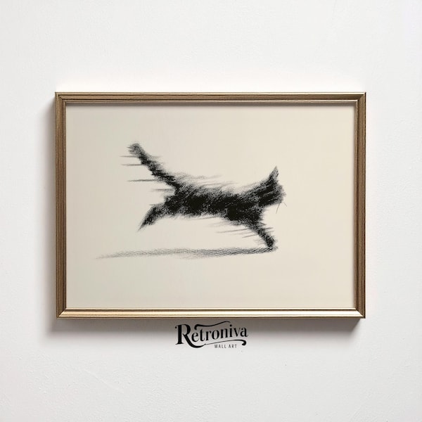 Cat Charcoal Drawing Etsy Uk